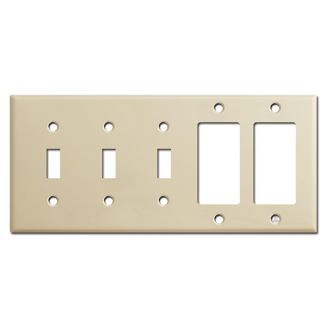 Toggle Rocker Toggle Combo Triple Wall Switch Plate Cover - Ivory