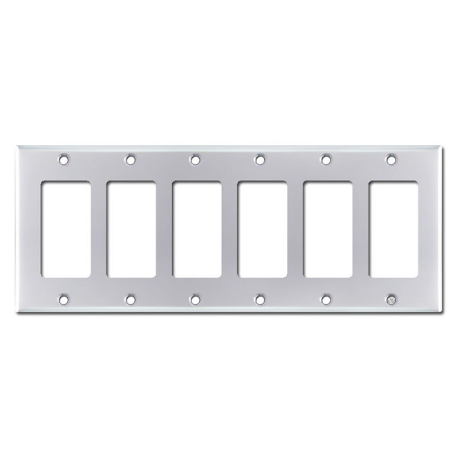 Quadruple Gang Pushbutton Wall Covers Polished Chrome