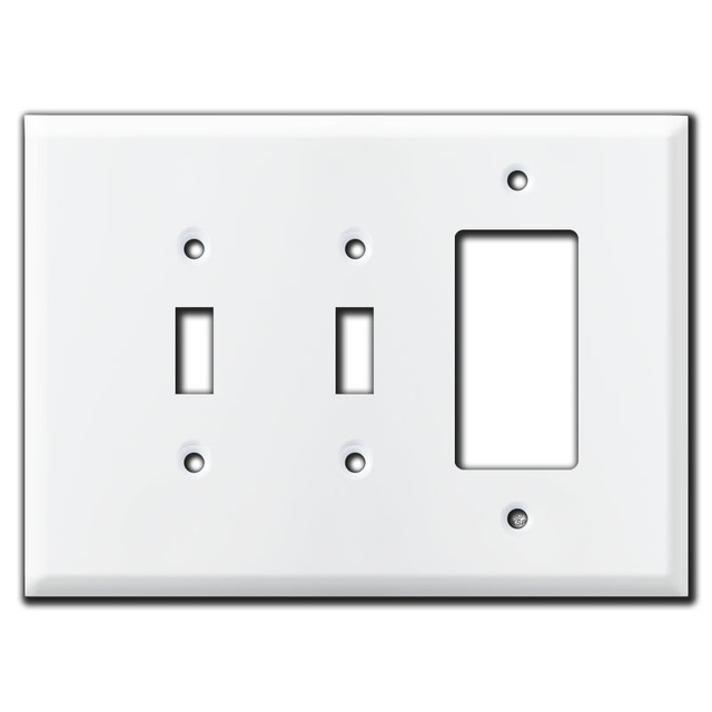 Jumbo 2 Toggle and 1 Rocker Switch Plates - White