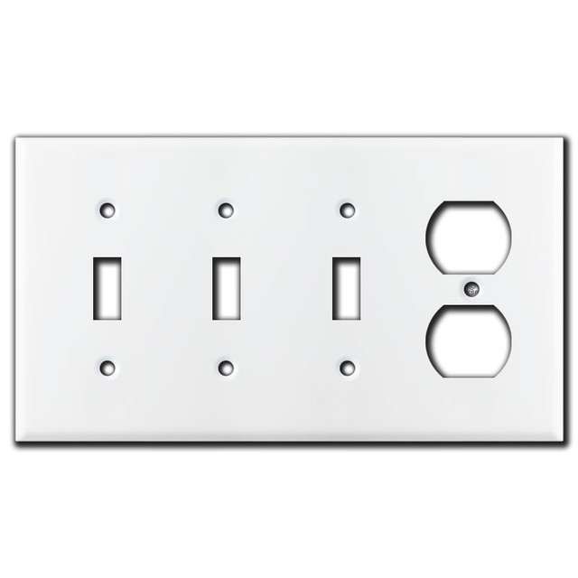 1 Toggle 1 Rocker 1 Duplex Wall Plate - White | Kyle Switch Plates