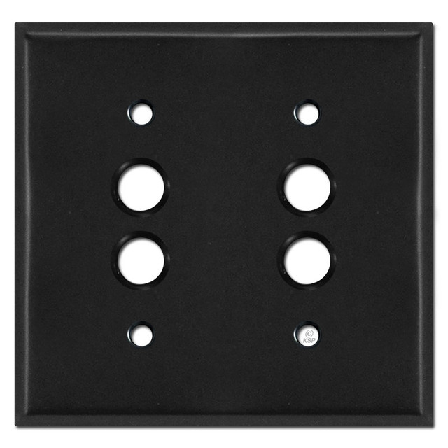 Single Outlet Double Push Button Switch Plate Covers - Black