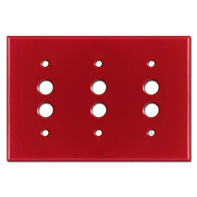 3 Push Button Wall Switch Plates - Antique Brass