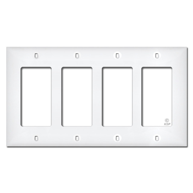 White Plastic 4 Decora Switch Plate Covers | Kyle Switch Plates