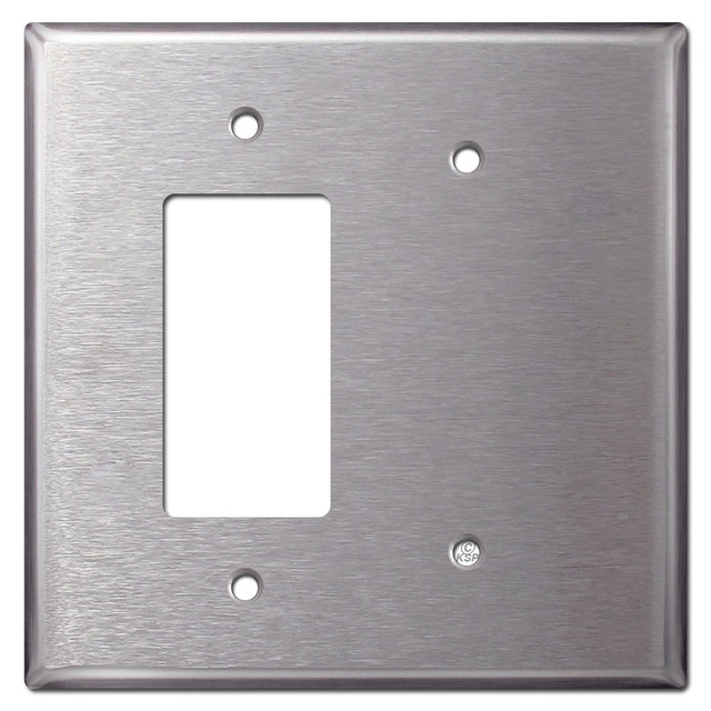Oversized Blank GFCI Rocker Light Switch Cover - Stainless Steel