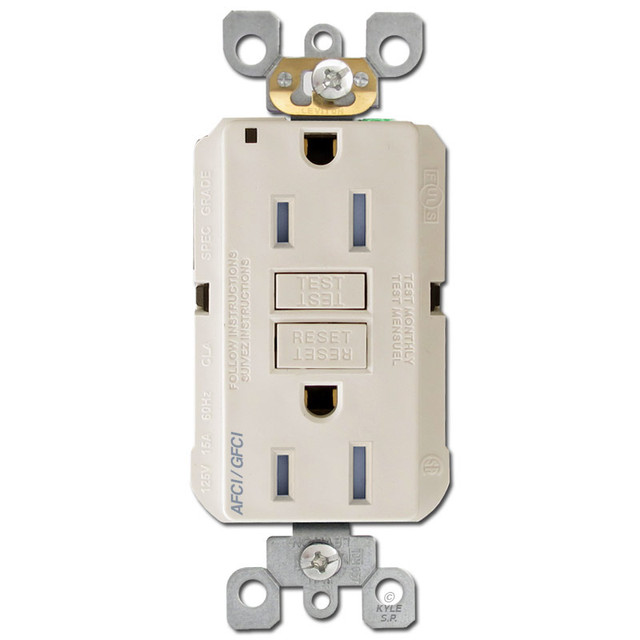 AFCI GFCI Dual Function Outlet 20A TR Leviton - Light Almond