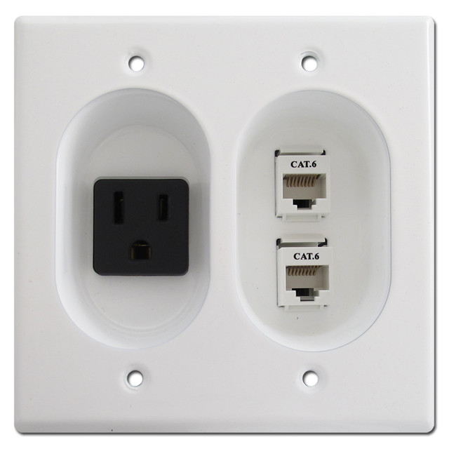 Recessed Outlet Receptacles, Deep Outlets for Flat Panel TV or Monitor