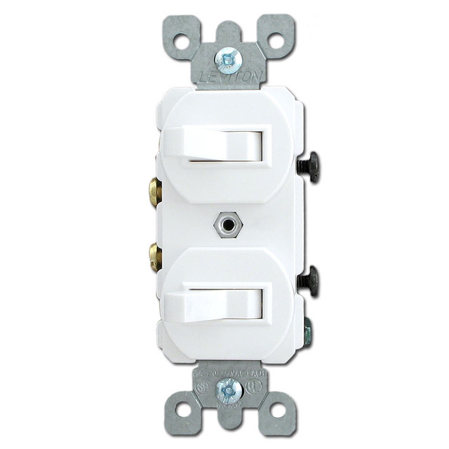 White Horizontal Toggles with Two Single Pole Toggle Switches