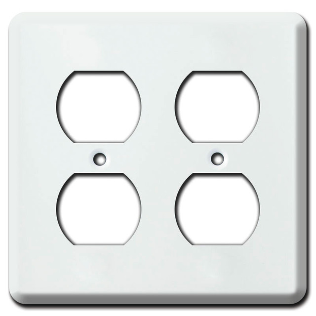 2-Gang Duplex FS Box Cover for 4 Plugs on Surface Box - White