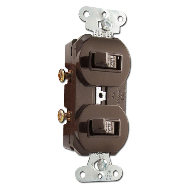 Brown Duplex Outlet & Sideways Toggle Switch 20A Leviton