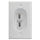Recessed 2-Port USB Outlet Cover Wall Plate, Feed-Through Jacks