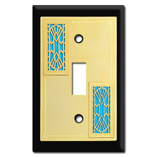 Art Deco Fans Switch Plates in Black - Kyle Design