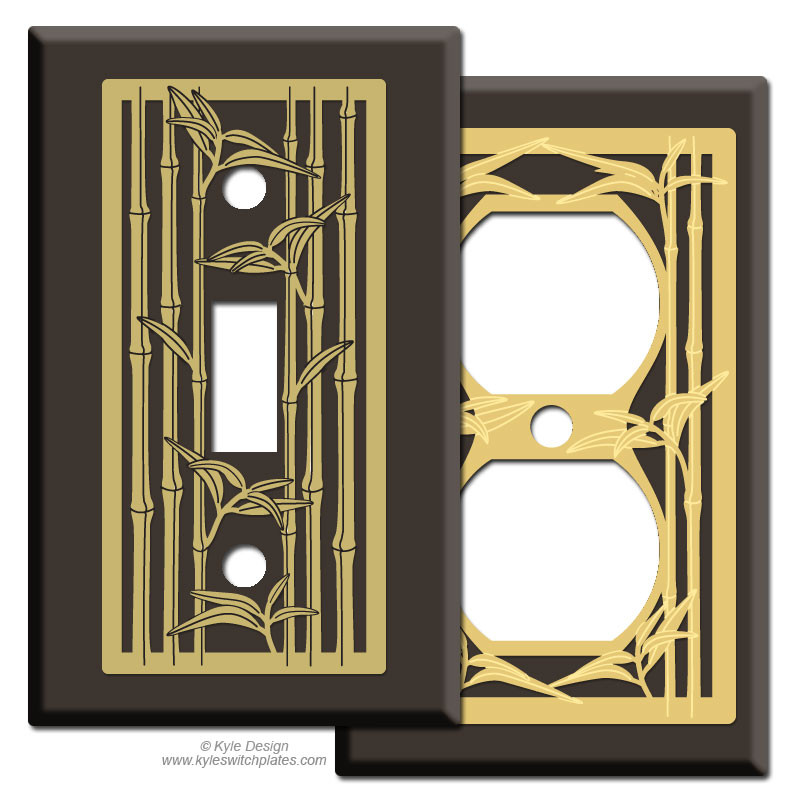 Asian Bamboo Wall Switch Plates in Oil Rubbed Bronze - Kyle Design