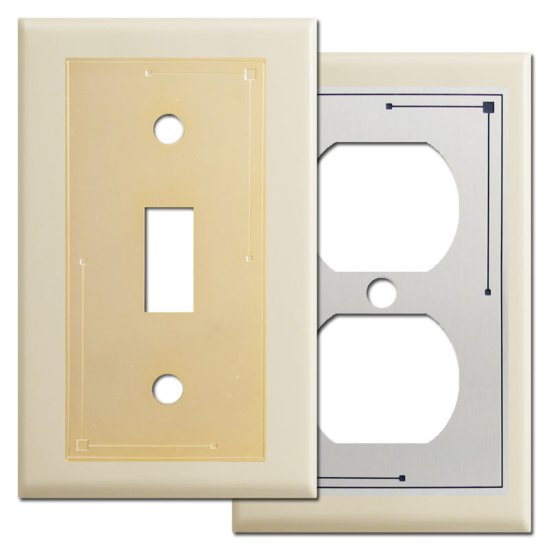 Classic Lines Metal Light Switch Plates in Ivory - Kyle Design
