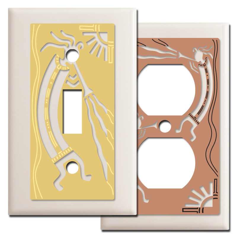 Southwestern Kokopelli Light Switchplate Covers in Ivory