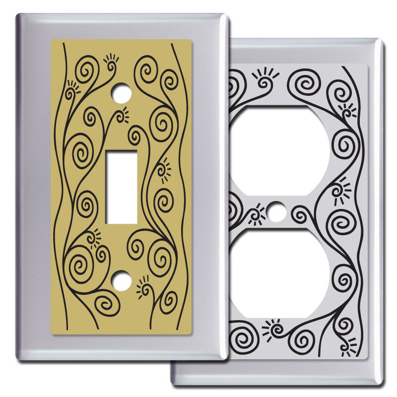 Art Deco Fans Light Switch Covers in Polished Chrome - Kyle Design