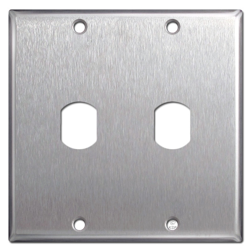 2 Gang Vertical Louvered Switch Plates - Satin Stainless Steel