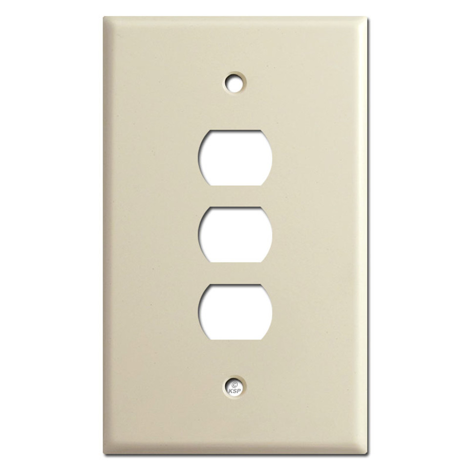 Three Hole Stacked Despard Switch Plate Covers White