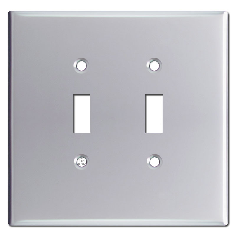 Jumbo Double Gang 4 Outlet Plug Switch Plates - Polished Chrome