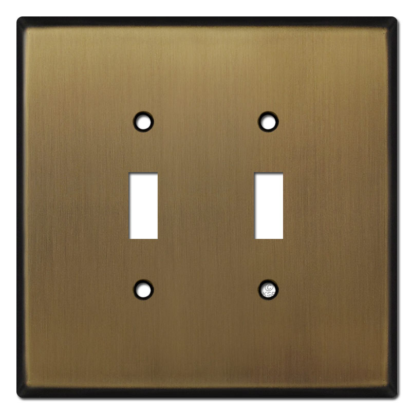 2 Toggle Switch Plate - Antique Brass | Kyle Switch Plates