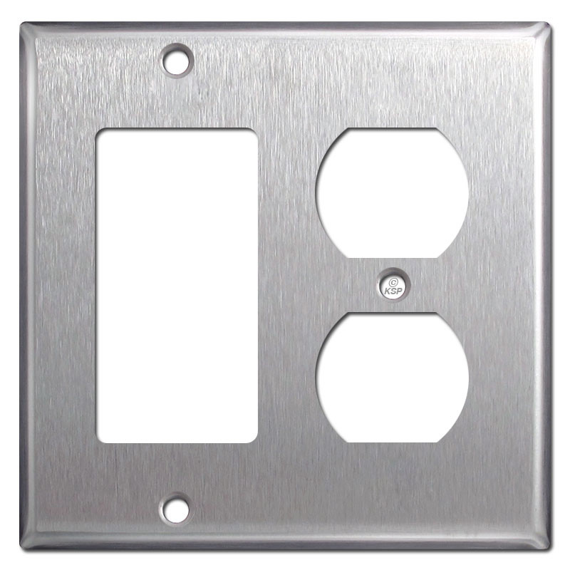 1 Decora Rocker 1 Outlet Cover Plate - Satin Stainless Steel