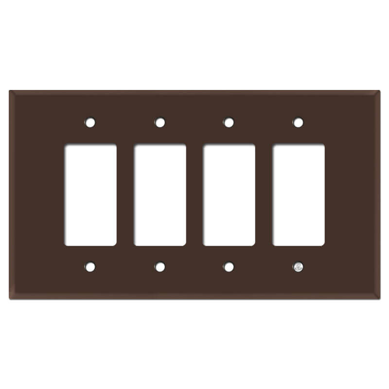 Oversized Four Gang 4 GFCI Decora Rocker Switch Plate - Brown