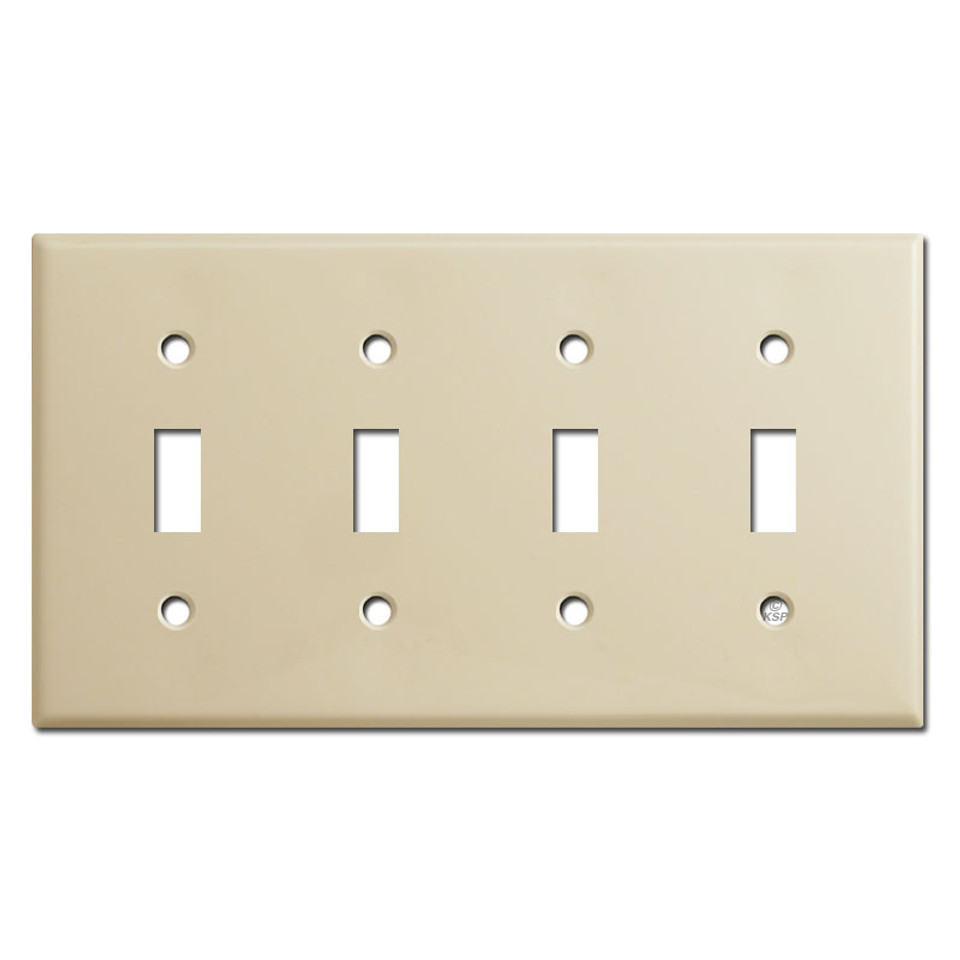 4 Gang Four Toggle Switch Plate Covers Ivory Kyle Switch Plates