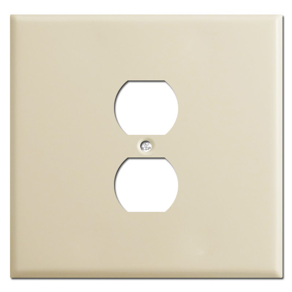 Jumbo Double Gang Single Centered Duplex Wallplate Ivory