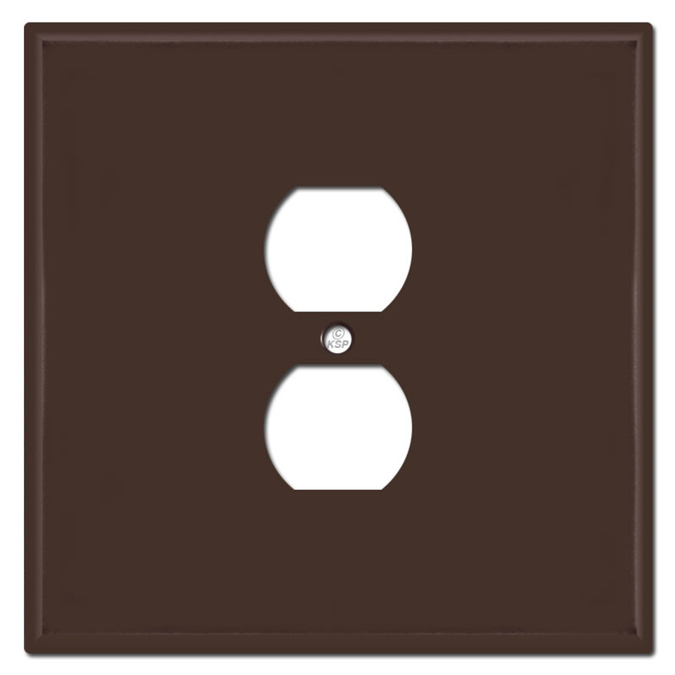 Oversized Double Gang Single Centered Outlet Cover Brown