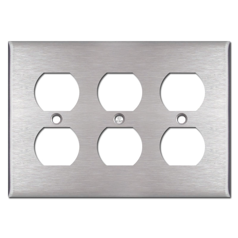 3 Outlet Wall Plate - Satin Stainless Steel | Kyle Switch Plates