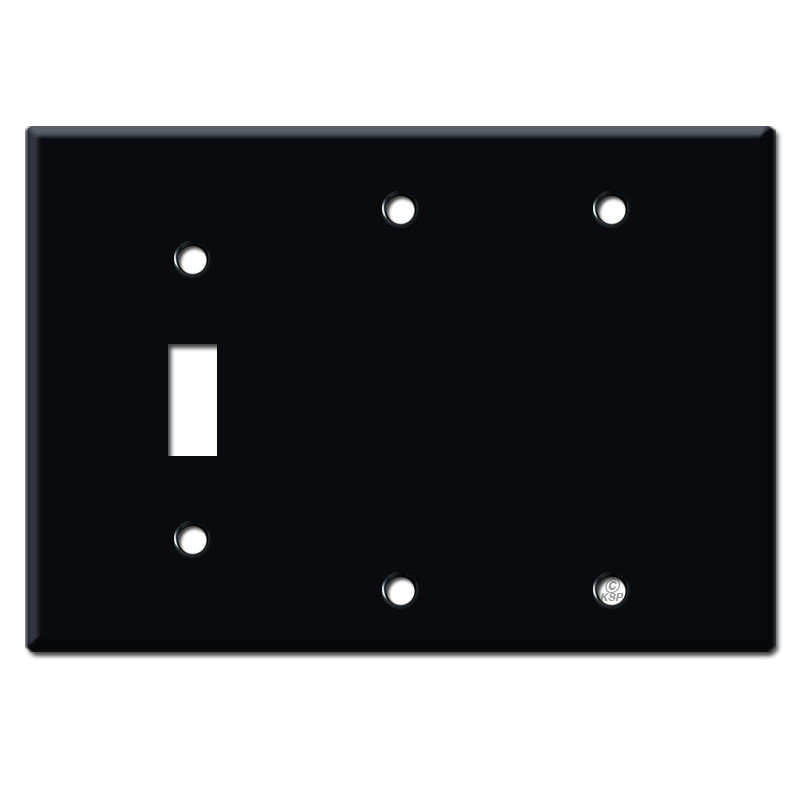Single Toggle Double Blank Switch Plates - Black