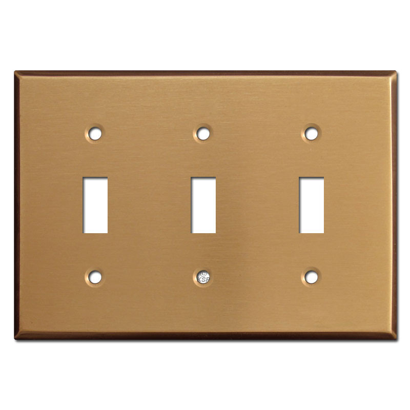 Three Toggle Light Switch Plates - Satin Bronze | Kyle Switch Plates