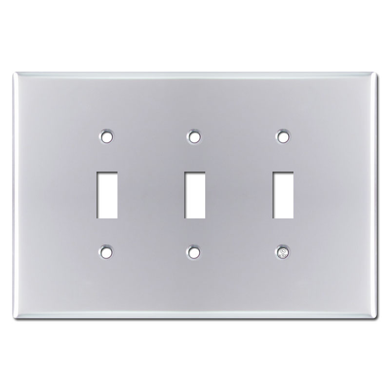 Jumbo Double Gang 4 Outlet Plug Switch Plates - Polished Chrome