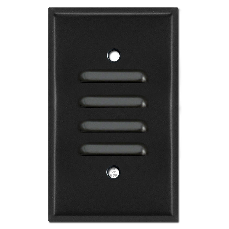 1 Vertical Louvered Outlet Cover - Black | Kyle Switch Plates