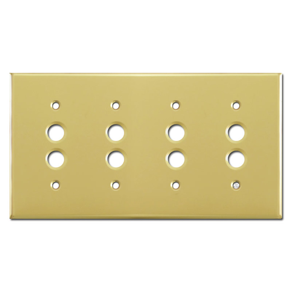 Triple Push Button Light Switchplates Polished Brass