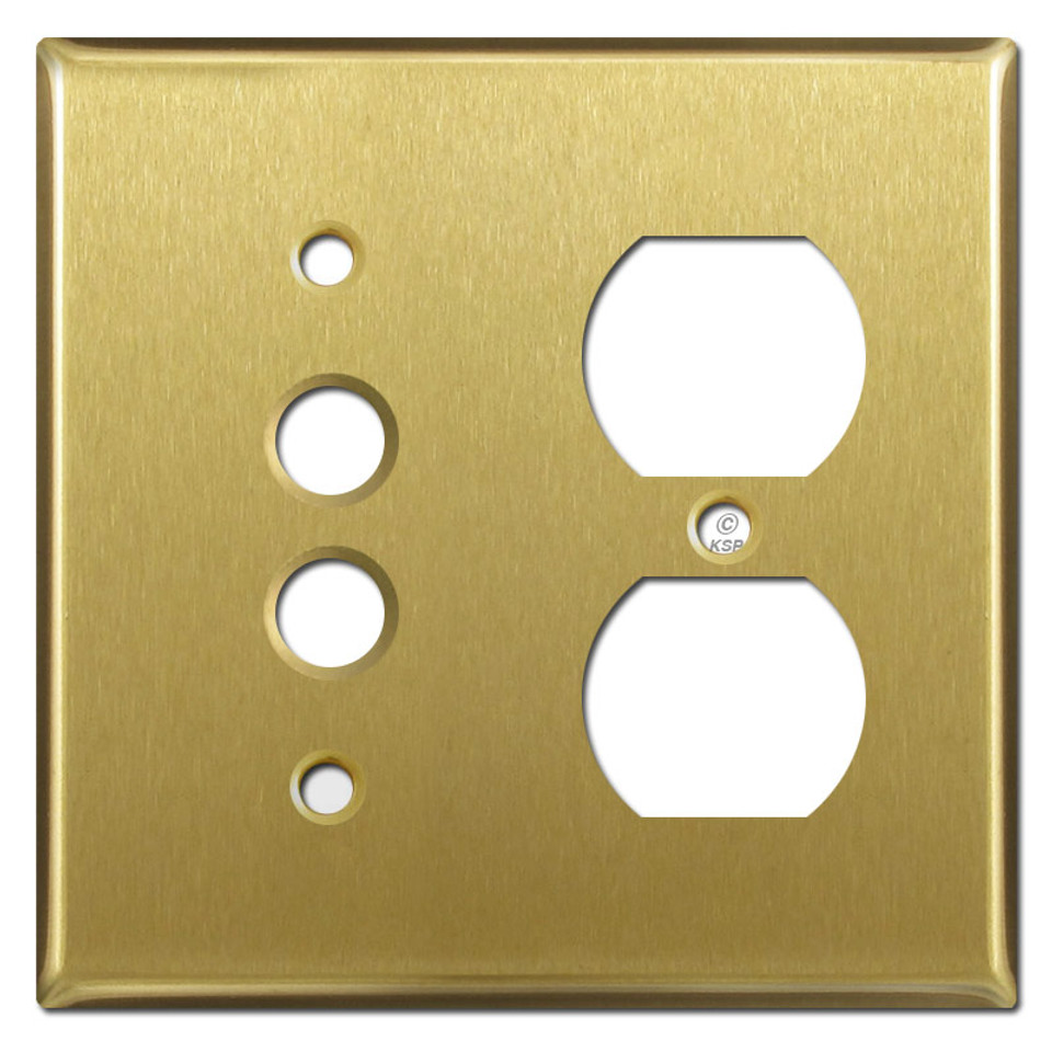 Three Gang Pushbutton Wall Cover Plates Satin Brass
