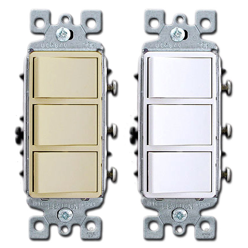 White 3 Stacked Switch with 3 Single Pole Rockers