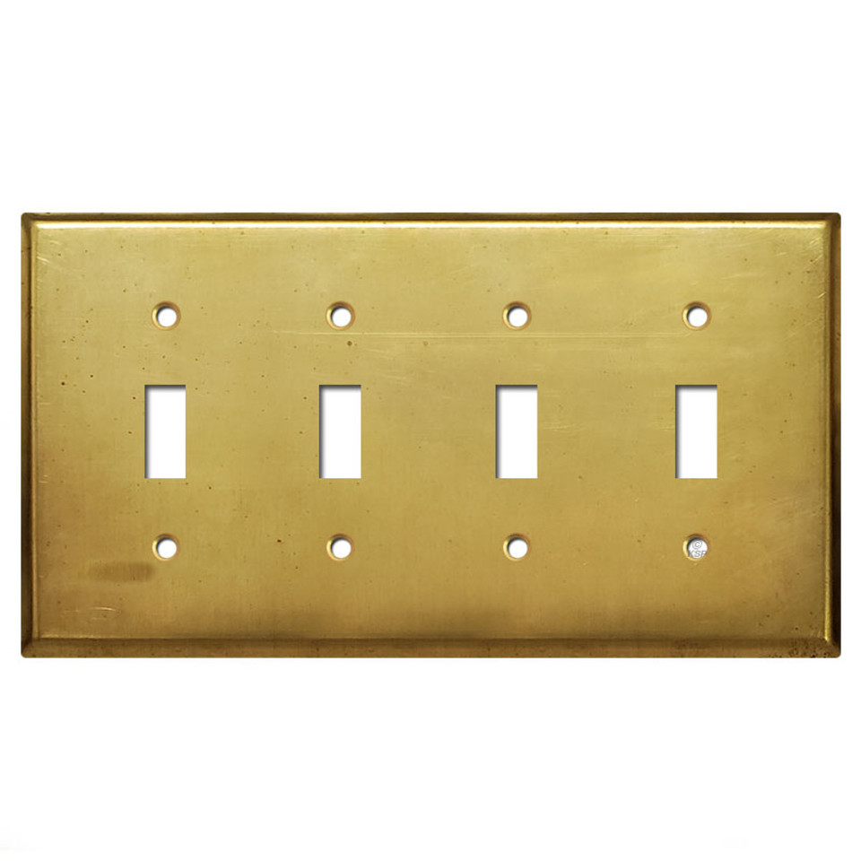 4 Toggle Switch Plate Raw Unfinished Brass Kyle Switch Plates