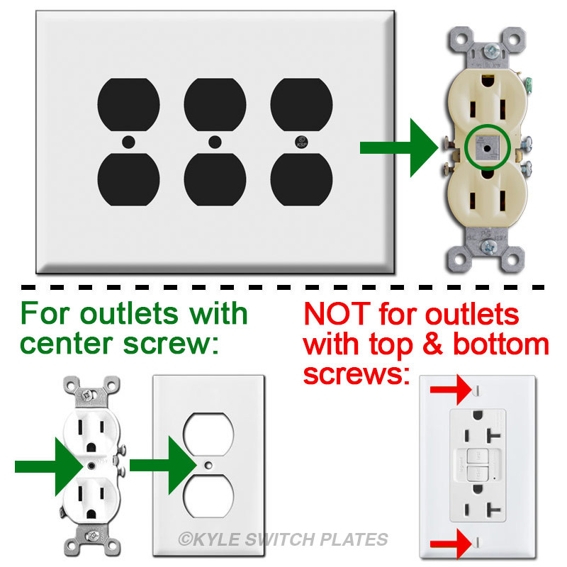 Jumbo Triple Duplex Outlet Wall Plate - Black | Kyle Switch Plates