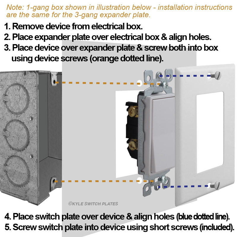 Wall Guard 8x6 Triple Light Switch Plate Expander | Kyle Switch Plates