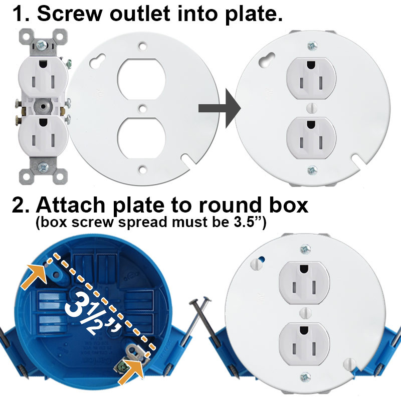 4'' Round Duplex Receptacle Cover Plate - White | Kyle Switch Plates