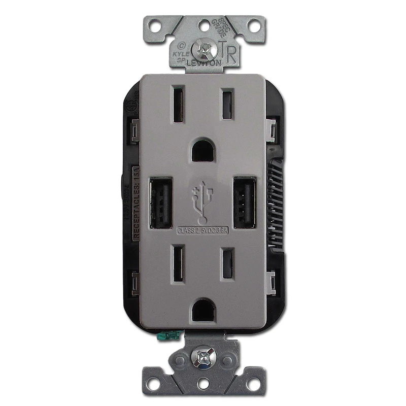 Brass 2-Gang Duplex Floor Outlet 15A + Data Ports Leviton