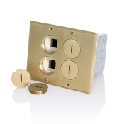 Brass 2-Gang Duplex Floor Outlet 15A + Data Ports Leviton