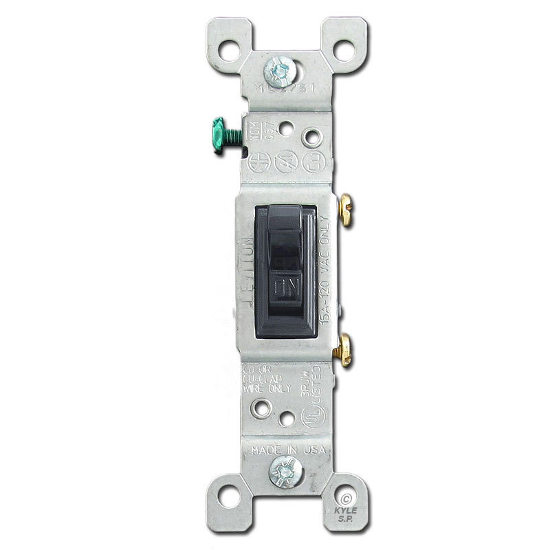 Black 3 Way 15 Amp Toggle Light Switches | Kyle Switch Plates