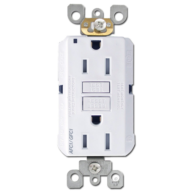 AFCI GFCI Dual Function Outlet 20A TR Leviton - Light Almond