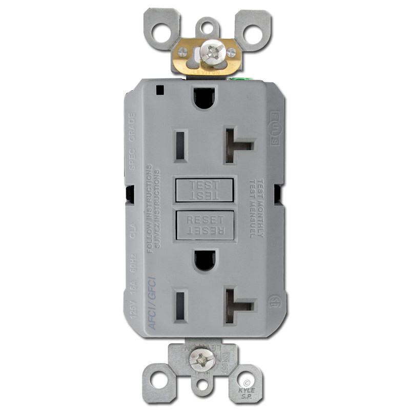 GFCI AFCI Outlet Dual Function 20A TR Leviton - Gray