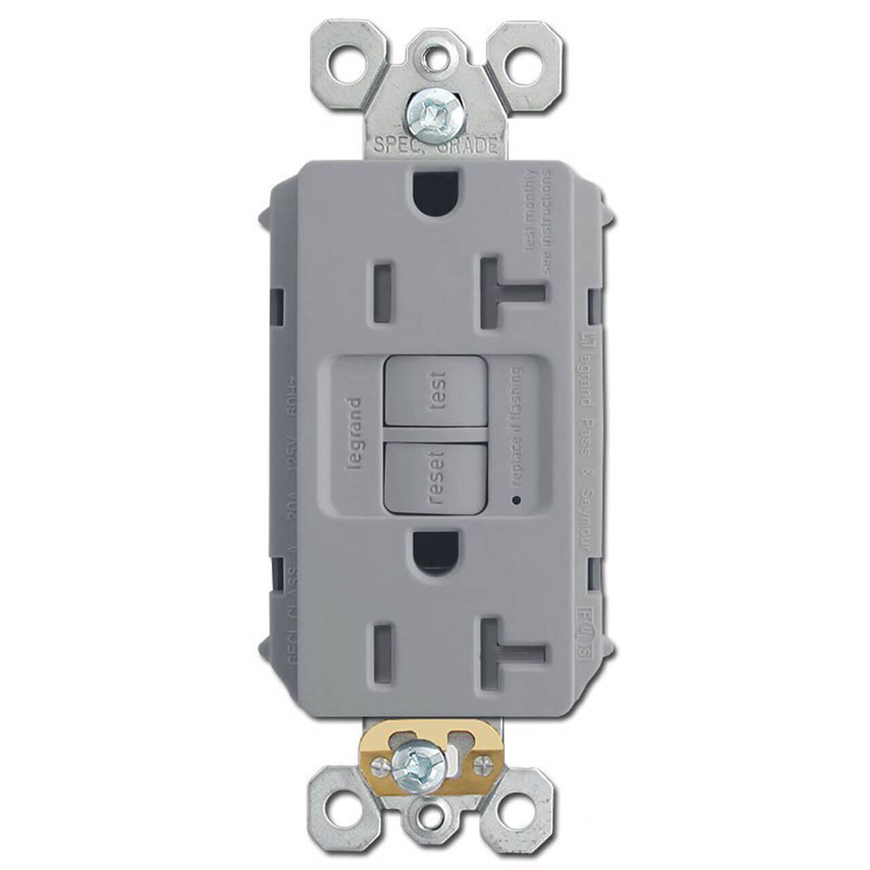 Gray Tamper Proof 20A GFCI Receptacles