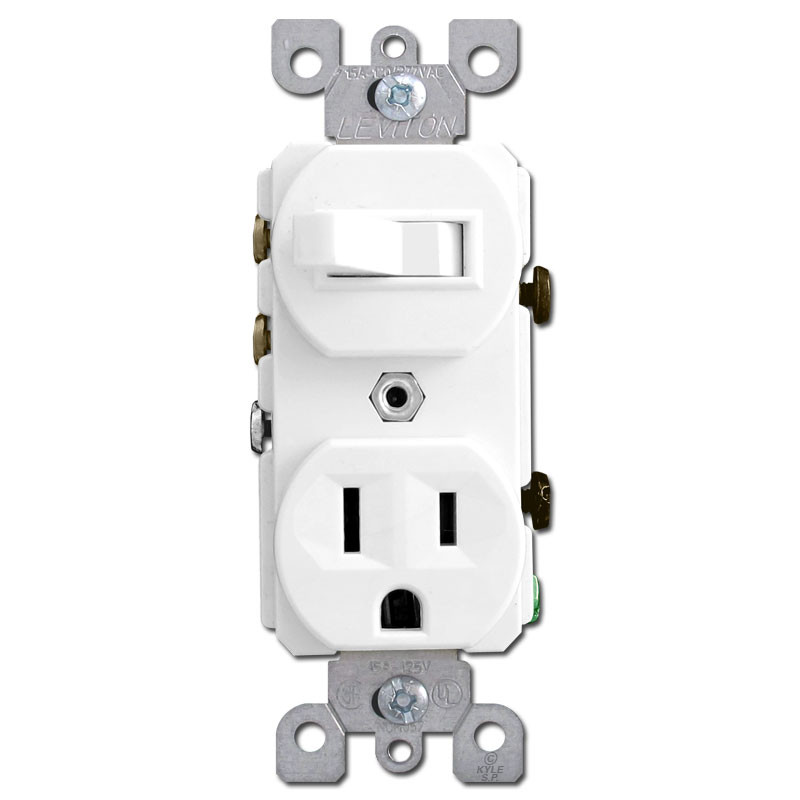 Stacked Outlet + 3-Way Switch Leviton - White | Kyle Switch Plates