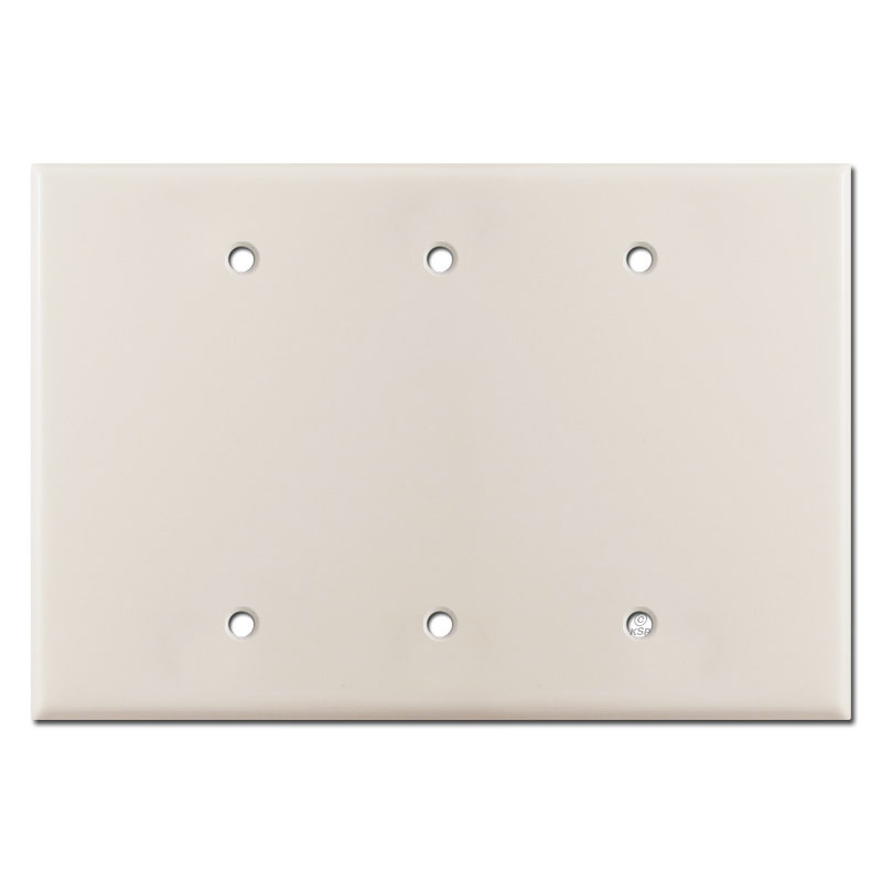 Jumbo 3 Blank Electrical Switch Wall Plate - Light Almond