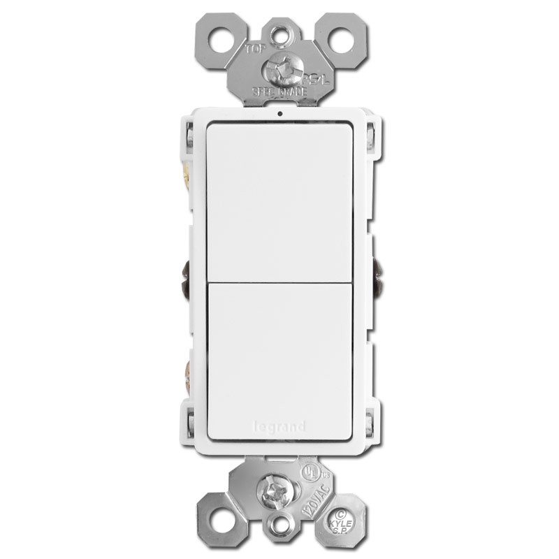 Double Stacked Rocker Light Switches - White | Kyle Switch Plates