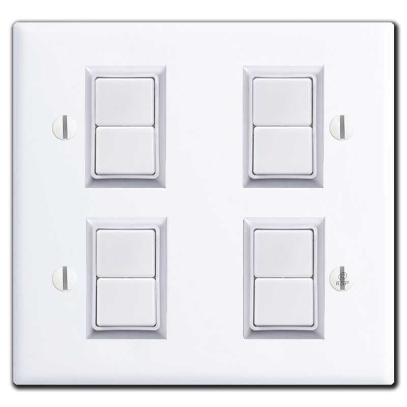 New Style GE 2 Gang Low Voltage 4 Switch Cover Replacement Set - White
